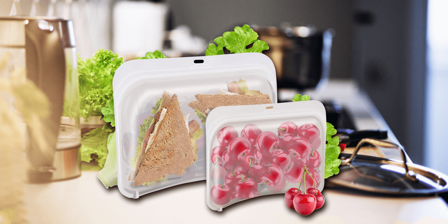 Set 3 Reusable Silicone Zero Waste Bags With Smart Stands