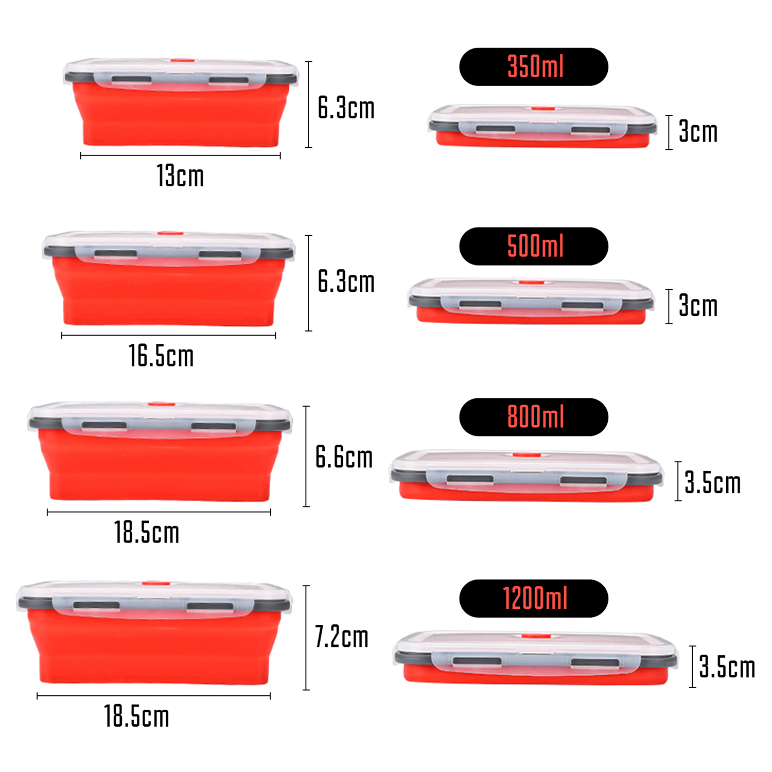 Zero Waste Lunch Boxes - Set 4 Portable Reusable Folding Boxes