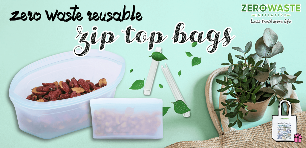 THE SILICONE REUSABLE ZERO WASTE ZIPPERED BAGS 8 PACKS