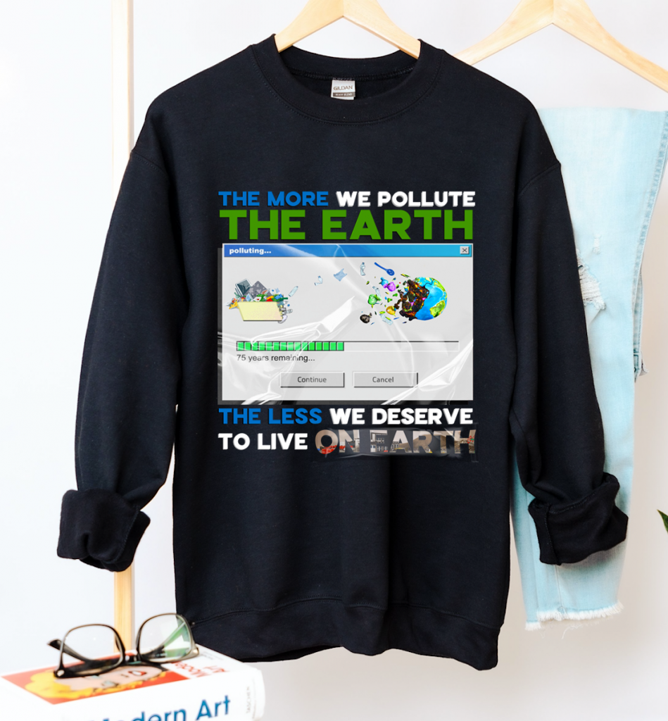 Nature Aesthetic Pullover, Unisex Earth Pollution Crew Neck Sweatshirt ...