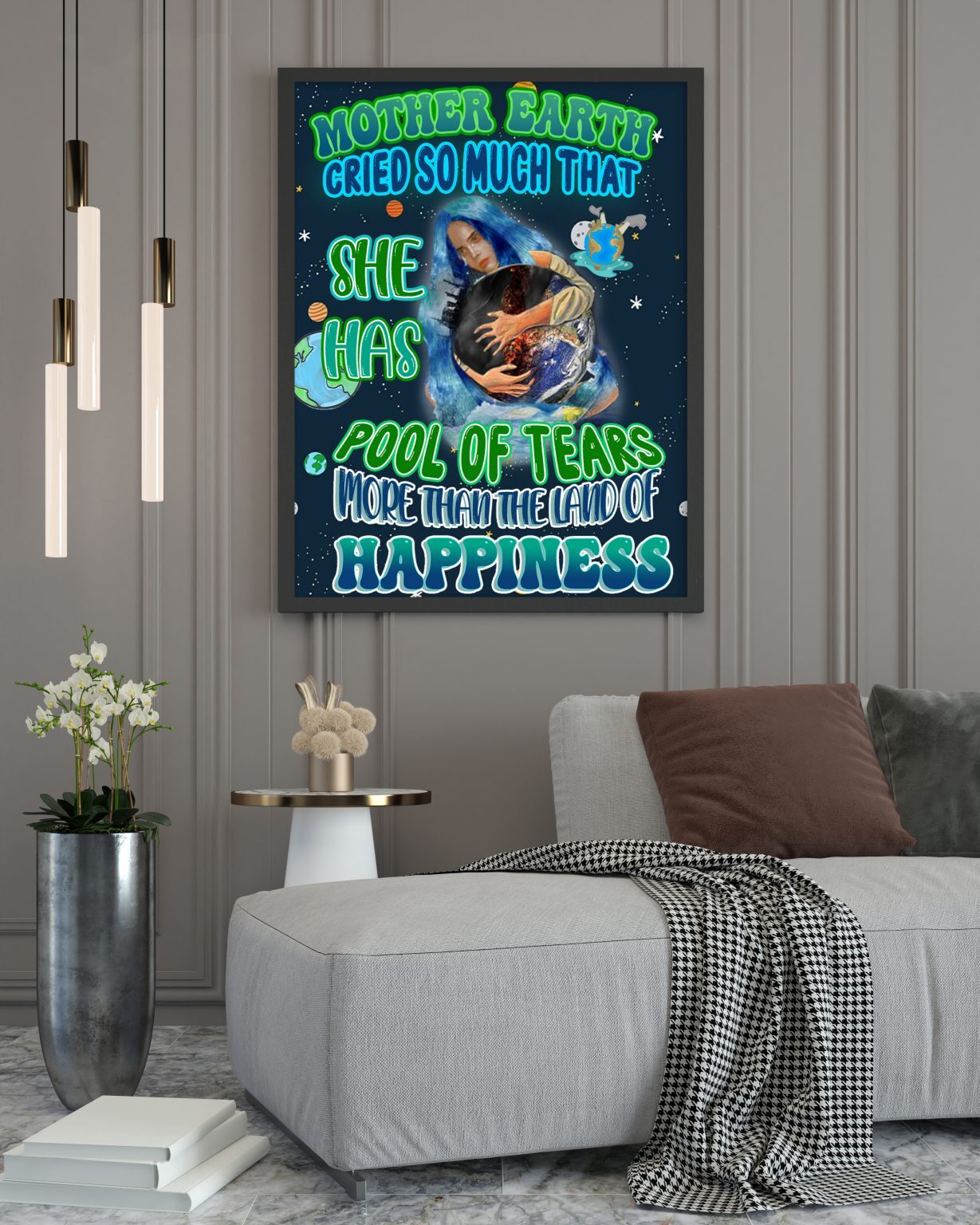 Environmental Typography Wall Art, Crying Earth Poster, Nature, Earth ...